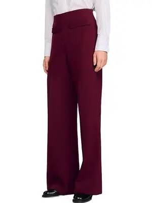 Sandro Wide Leg Trousers - Bordeaux