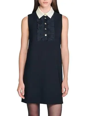 SANDRO Short Dress With Contrast Collar