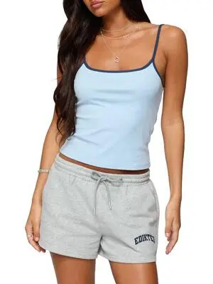 EDIKTED Stretch Cotton Crop Camisole - Light-blue