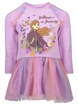Disney Long Sleeve Tulle Dress - Princess Anna Pink Pink