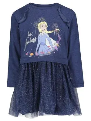 Disney Long Sleeve Tulle Dress - Queen Elsa Purple Purple