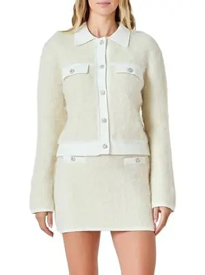 Endless Rose Embellished Knit Jacket - Cream