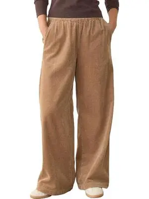 Marine Layer Allison Wide Leg Corduroy Pants - Cocoa Brown