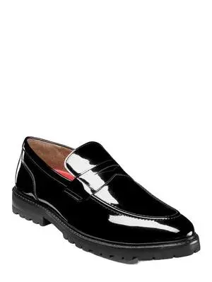STACY ADAMS Hazleton Apron Toe Lugged Penny Loafer - Black Patent