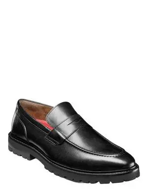 STACY ADAMS Hazleton Apron Toe Lugged Penny Loafer - Black