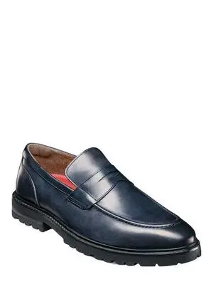 STACY ADAMS Hazleton Apron Toe Lugged Penny Loafer - Navy