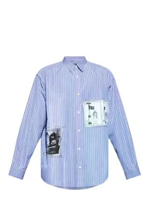 Comme Des Garçons Striped Graphic Shirt - Blue