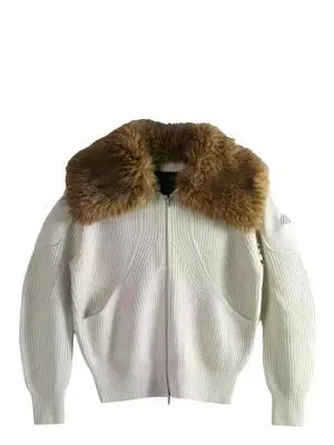 Moose Knuckles Fur Collar Zip Knitwear - Neutrals