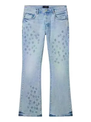 PURPLE BRAND Monogram-embossed Flared Jeans - Blue