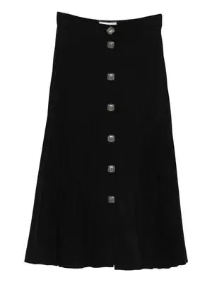 NISSA Button Detailed Midi Skirt - Black