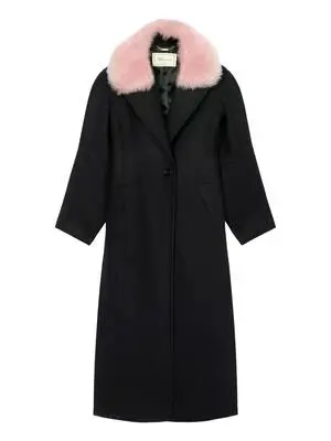 Blumarine Double-breasted Faux Fur Coat - Black