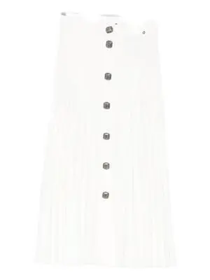 NISSA Buttoned Pleated Midi Skirt - White