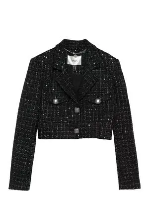 NISSA Sequin-embellished Buttoned Jacket - Black