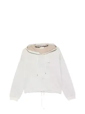 Liu Jo Logo-plaque Drawstring Hoodie - Neutrals