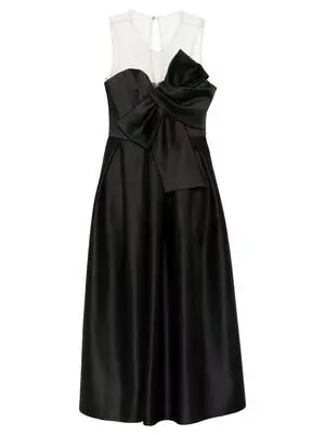 NISSA Bow-detail Midi Dress - Black