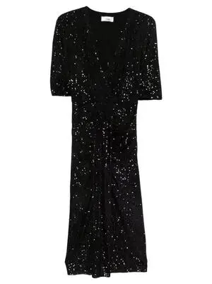 NISSA Sequin Embellished Midi Dress - Black