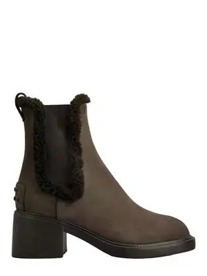 TOD'S Faux-fur Trim Chelsea Boots - Brown