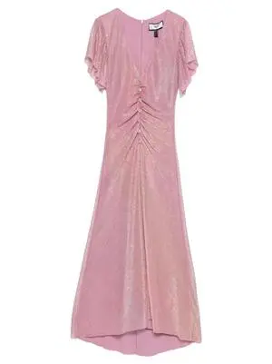 NISSA Ruched A-line Midi Dress - Pink
