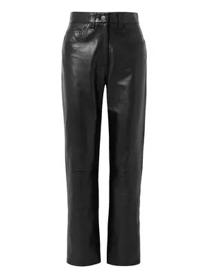 Khaite Callum Leather Straight-leg Trousers - Black