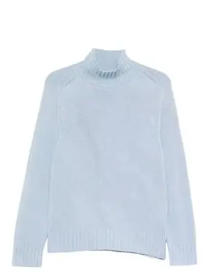 PUROTATTO High-neck Ribbed Sweater - Blue