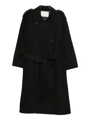 DUNST Belted Double-breasted Coat - Black