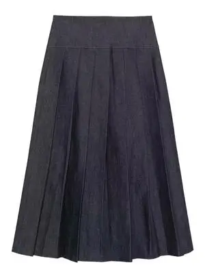 ALFIE Plissé-Effect Denim Midi Skirt