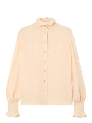 Valentino Garavani Ruffled Silk-chiffon Blouse - Cream
