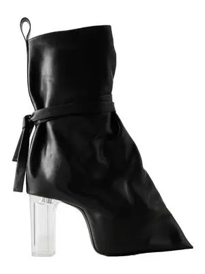 Rick Owens Tied Taco Kiss Leather Ankle Boots - Black