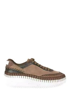 Chloé Nama Leather Sneakers - Brown
