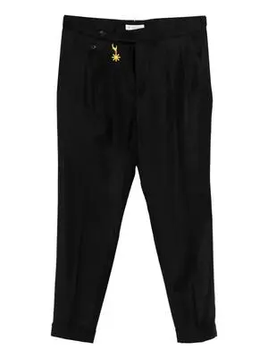 MANUEL RITZ Double-pleat Flannel Trousers - Black