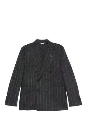 MANUEL RITZ Nuvola Double-breasted Pinstripe Blazer - Grey