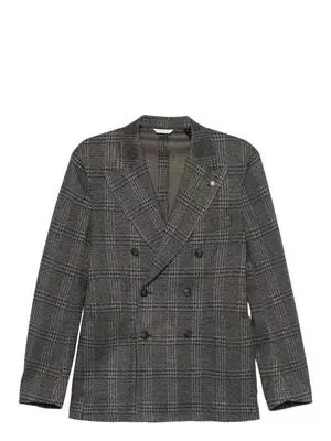 MANUEL RITZ Double-breasted Checked Blazer - Grey
