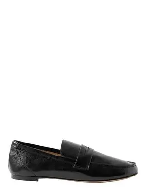 JAMIE HALLER Crinkled-leather Loafers - Black