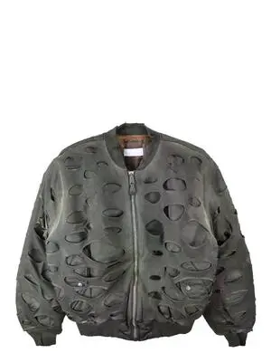 ALEXANDER DIGENOVA Distressed Double-layer Bomber Jacket - Green