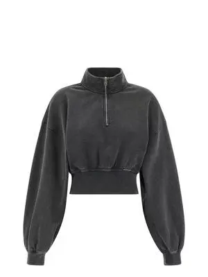 Alexander Wang Half-zip High-neck Sweatshirt - Grey