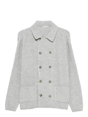 MANUEL RITZ Double-breasted Knitted Blazer - Grey
