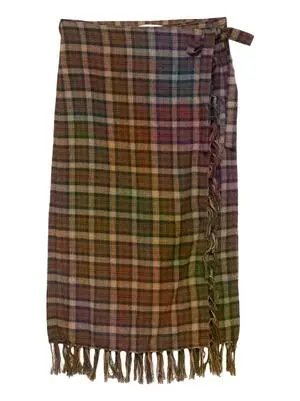 DÔEN Saskia Checked Midi Skirt - Brown