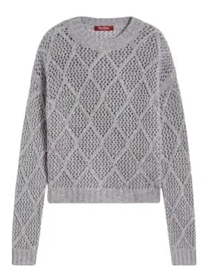Max Mara Sequin-embellished Diamond-pattern Sweater - Grey