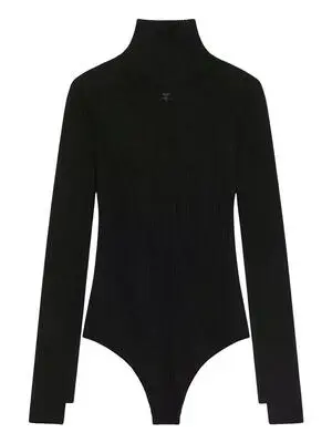 COURREGES Ribbed Mock-neck Bodysuit - Black