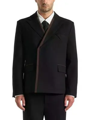 MANIÈRE DE VOIR Alec Double-breasted Contrast-lapel Black Blazer