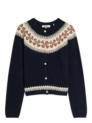 FRAME Fair Isle Cashmere Cardigan - Navy