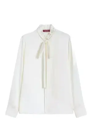 Max Mara Ruffled Neck-tie Blouse - Neutrals