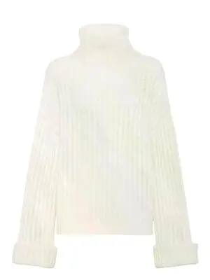 Brunello Cucinelli Roll Neck Cashmere Sweater - White