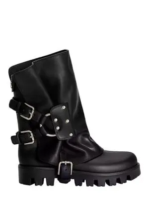 Dolce & Gabbana Buckle-detail Biker Boots - Black