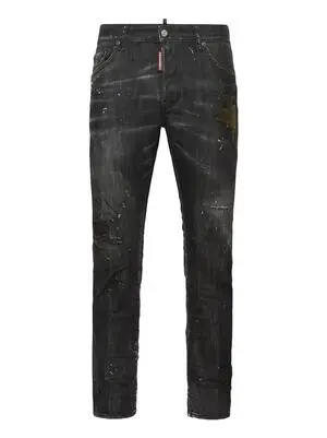 Dsquared2 Distressed Patch Straight Leg Jeans - Black