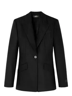Versace Pinstripe Single-breasted Blazer - Black