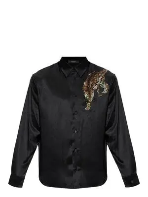 Versace Embellished-animal Shirt - Black