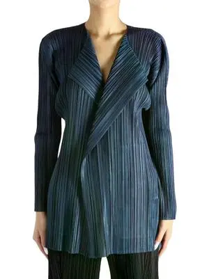 Issey Miyake Pleated Coat - Blue