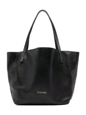 BRACCIALINI Grained Leather Tote Bag - Black