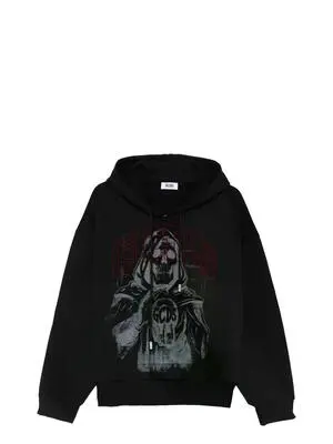 Gcds Gothic-print Hoodie - Black